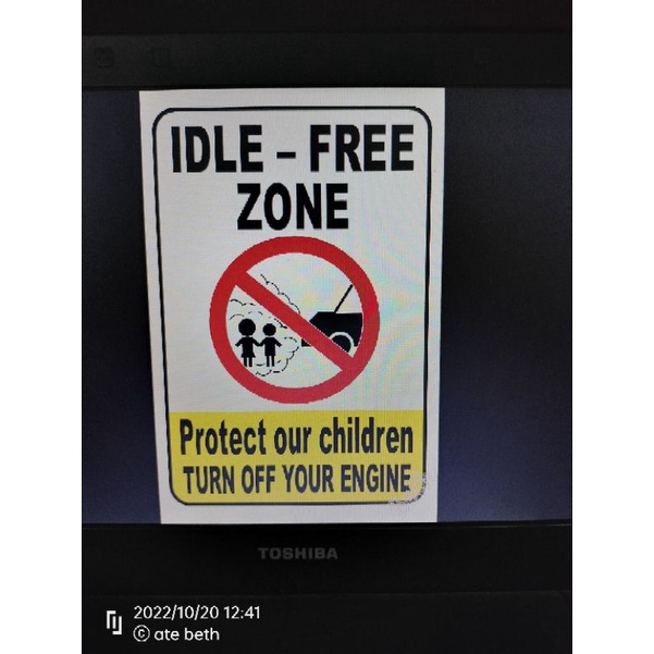 idle Free Zone Protect our Children Signage PVC Plastic (7.8x11 inches ...