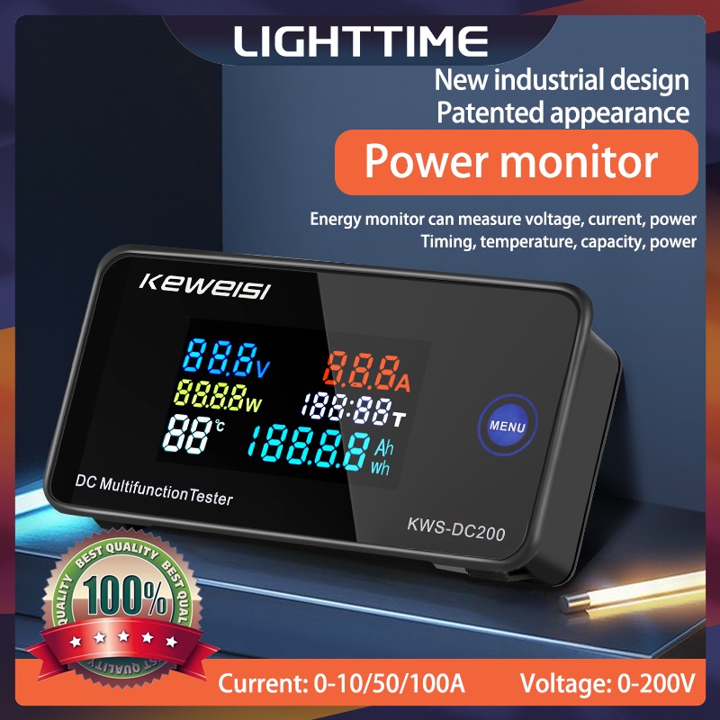 LIGHTTIME DC 0-200V Voltmeter Ammeter KWS Power Energy Meter LED ...