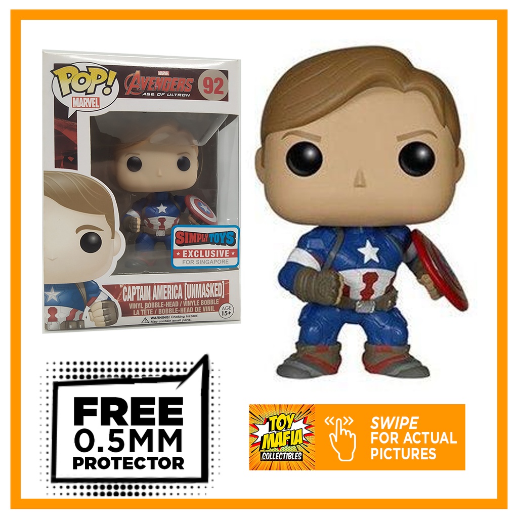 Captain America Unmasked - Avengers Age Of Ultron Funko Pop! Simply ...
