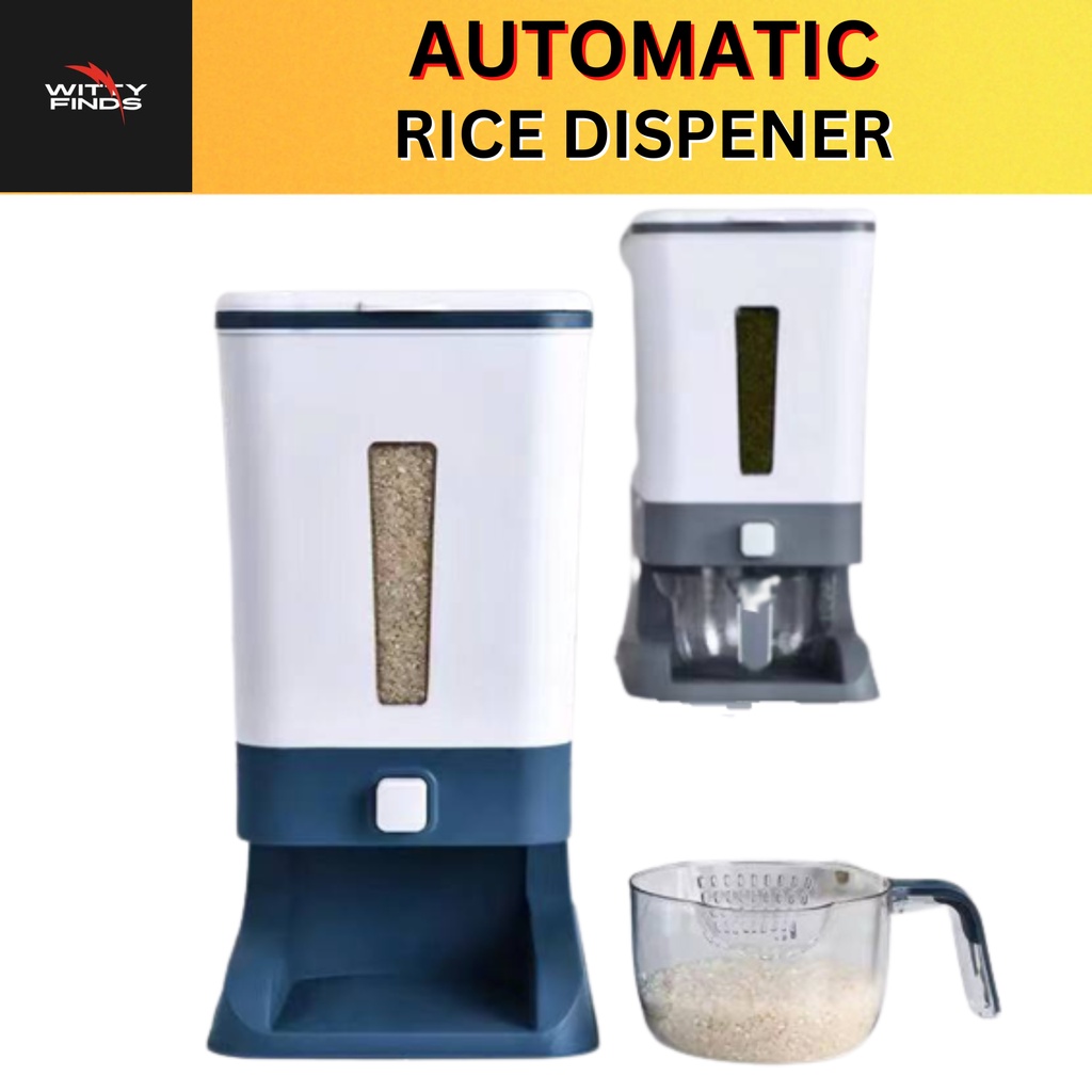 WF 12KG Rice Dispenser Storage Automatic Graduated Plastic Sealed Rice ...