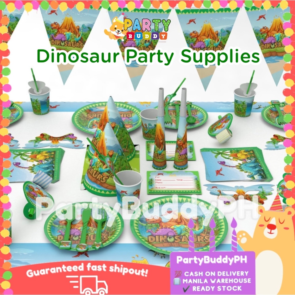 Dinosaur Party Supplies Cupcake Stand Hats Banderitas Trex Triceratops ...
