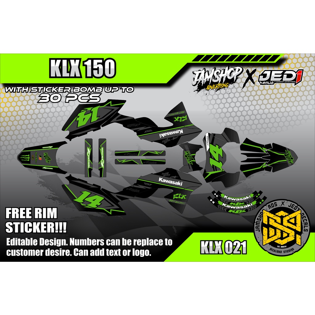 KLX 150L Kawasaki Full Decals w/ FREE RIM STICKER - Batch 2 | Shopee ...