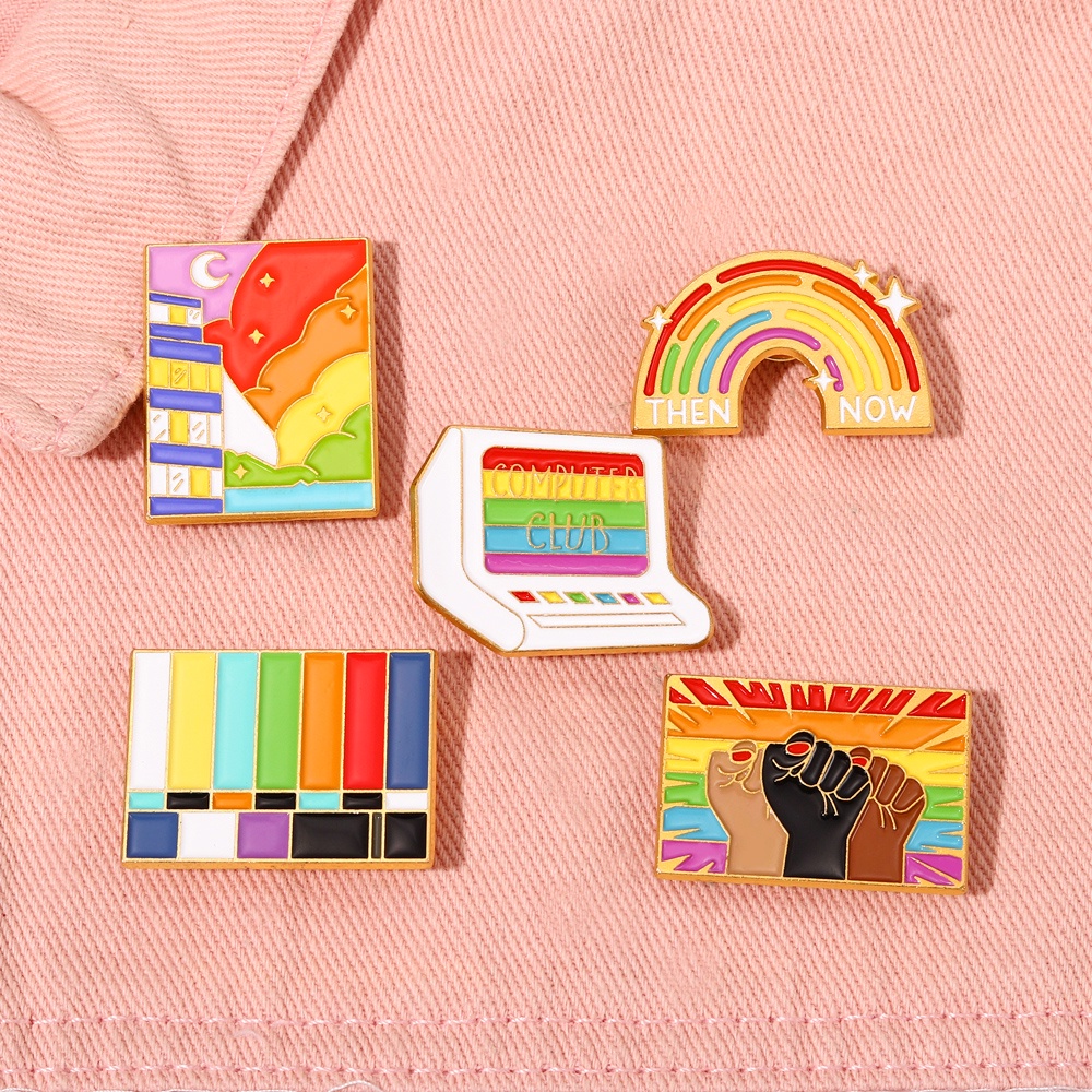 LGBT Colored Rainbow Enamel Pins Rainbow Flag Pride BLM Fist Brooch ...