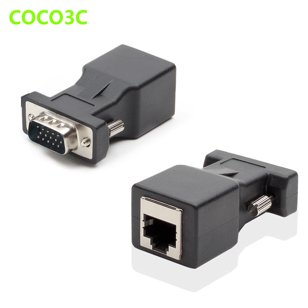 15pin VGA Male to RJ-45 Female Connector Card VGA RGB HDB Extender to ...