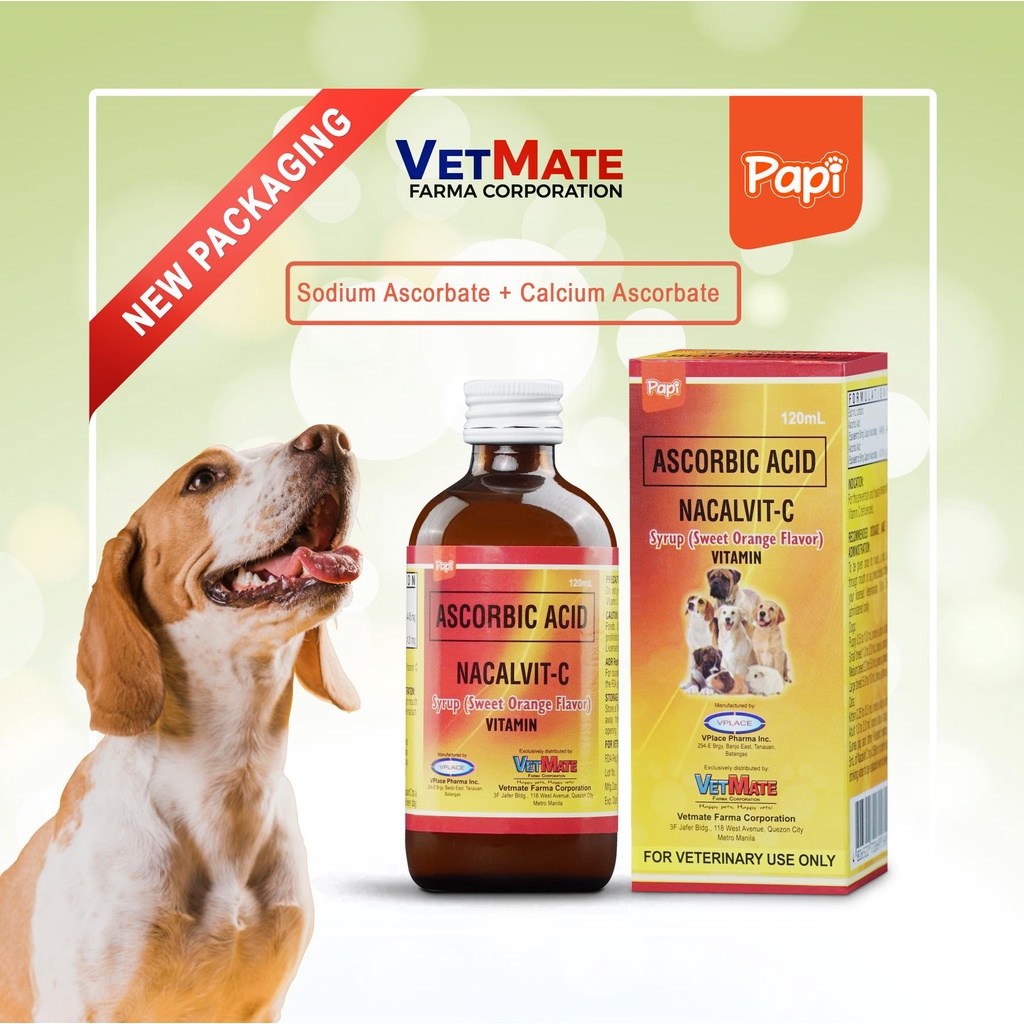 Papi NACALVIT-C Calcium and Vitamin C Supplement for Pets (120ml ...