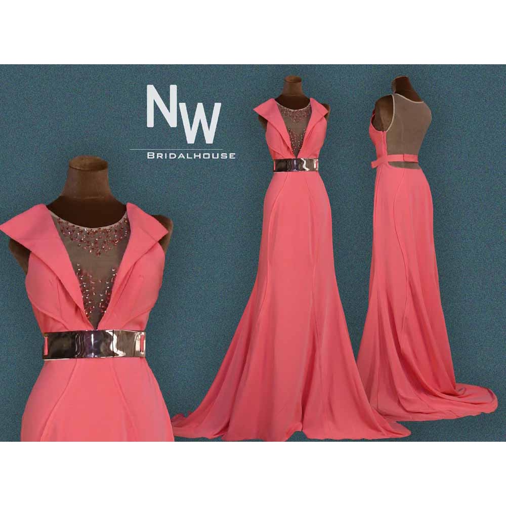 Noelle West Simple Coral Evening Gown | Shopee Philippines