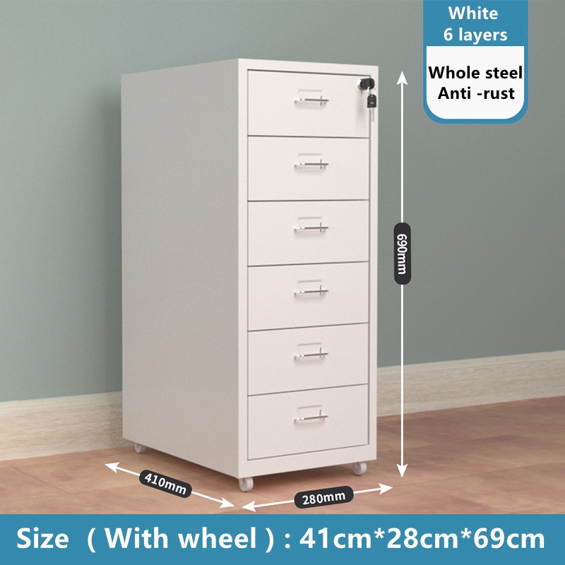3/5/6 Layer Metal Drawer with Lock File Cabinet for Office Minimalist ...