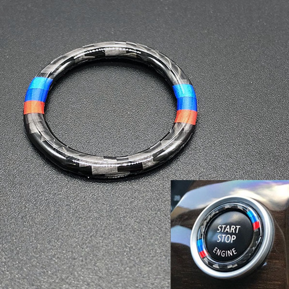 Carbon Fiber Car Engine Start Stop Ignition Key Ring Sticker for BMW ...