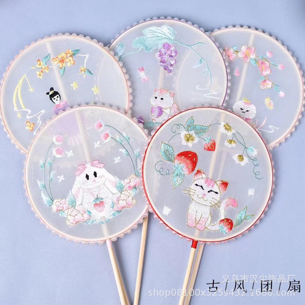 Tuan Fan Ancient Fan Children Summer Translucent Long-handled Dance Fan ...