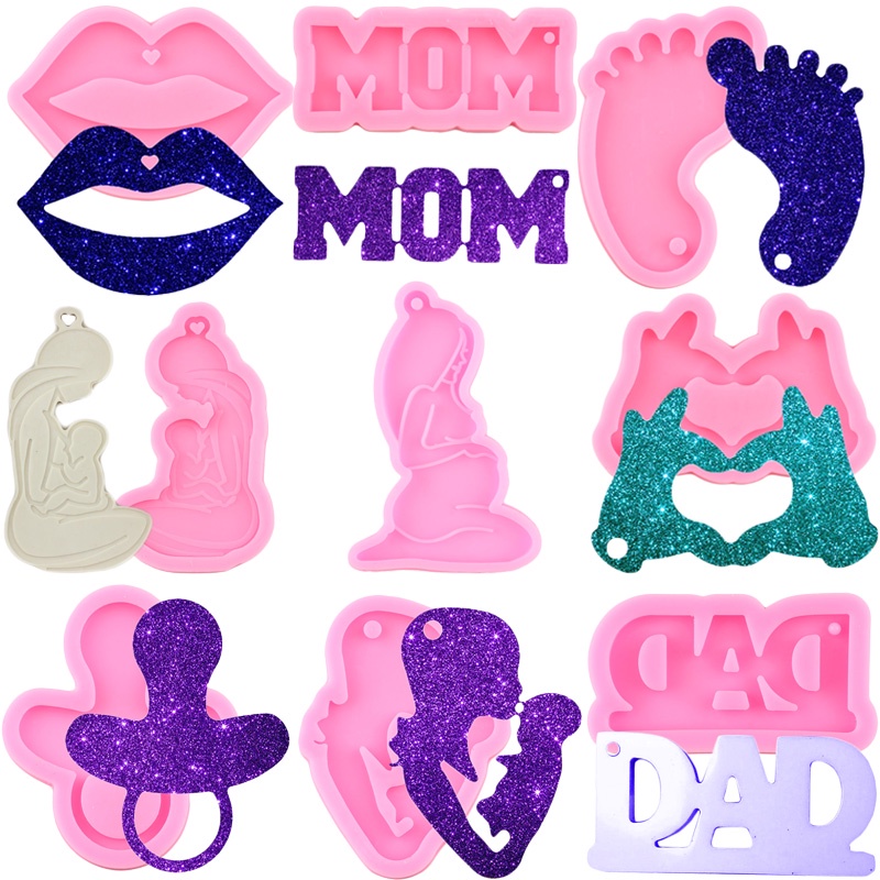 Pregnant Mother Baby Silicone Mold MOM DAD Letter Foot Hand Lips Craft ...