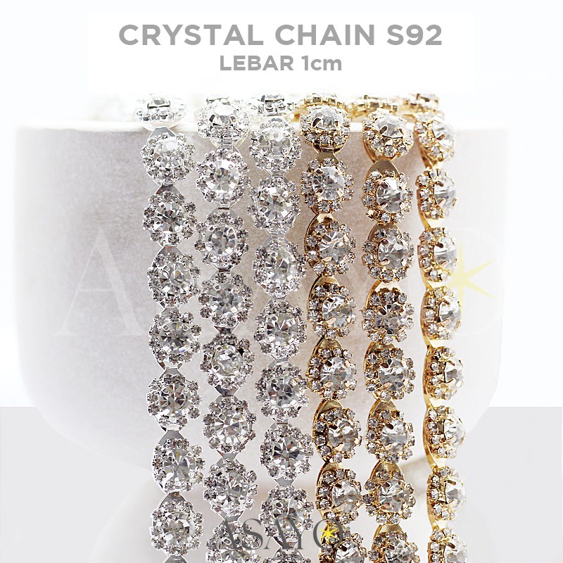 Crystal Rell SS Chain 92 Gold Silver contains 1 yard of Rhinestone ...
