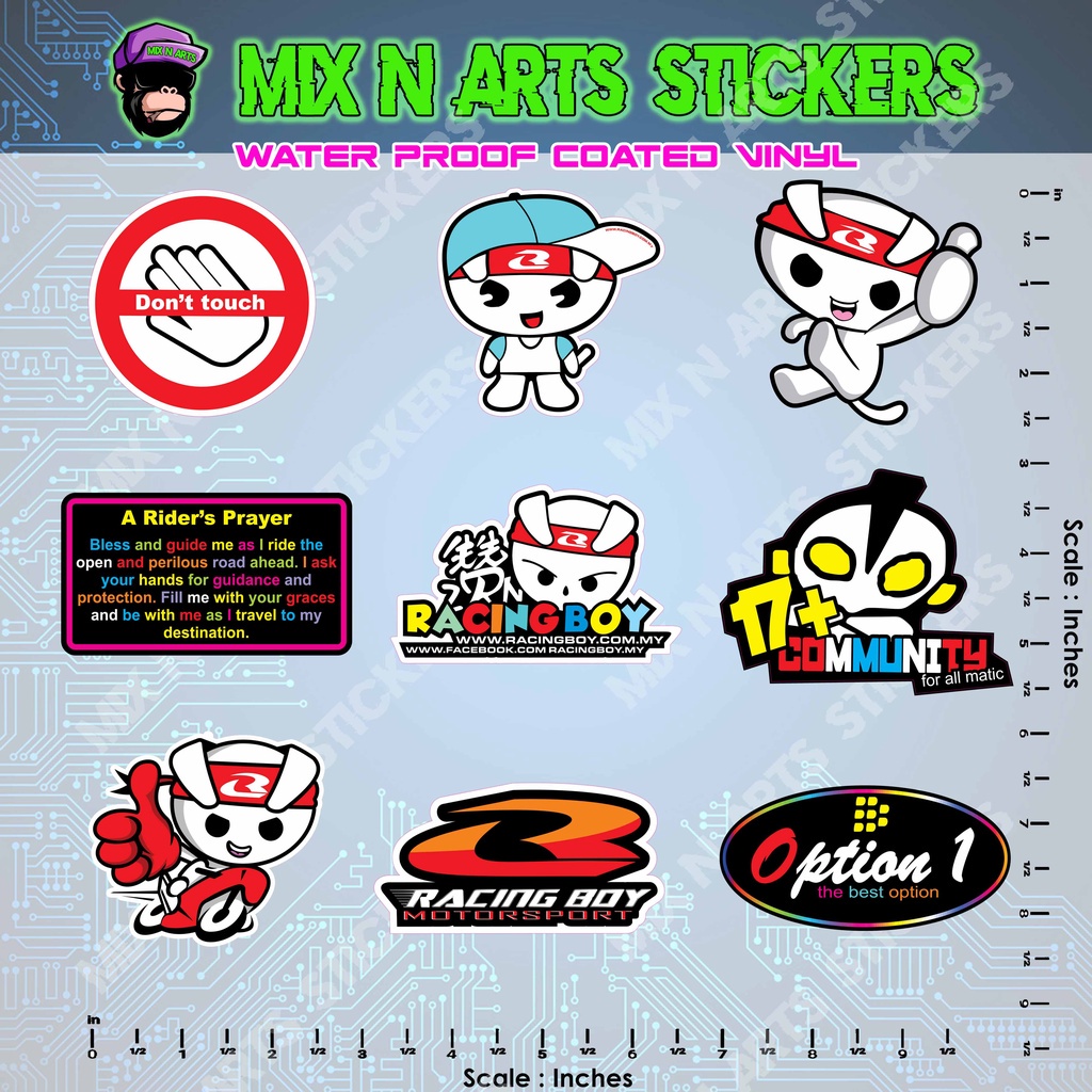Racing Boy RCB Waterproof Vinyl Sticker for Motorcycle Tumbler Ect ...