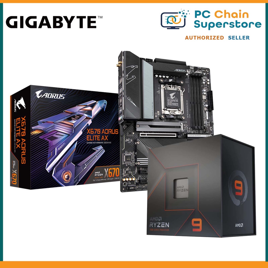 (Bundle) AMD Ryzen 9 7900X AM5 Processor + Gigabyte X670 Aorus Elite AX ...