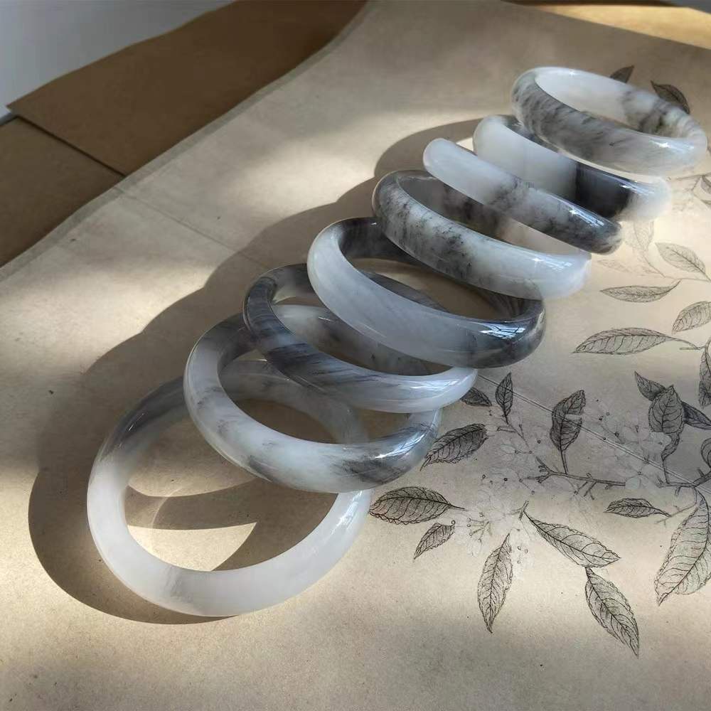 Xinjiang Gobi Gold Silk Jade Blue White Bracelet Ladies Ink Dan Medium ...