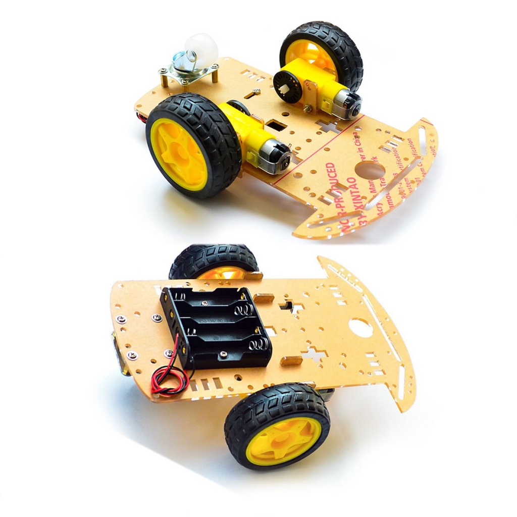 2WD Robot Intelligent Car Chassis Kit with Deceleration Motors, Battery ...