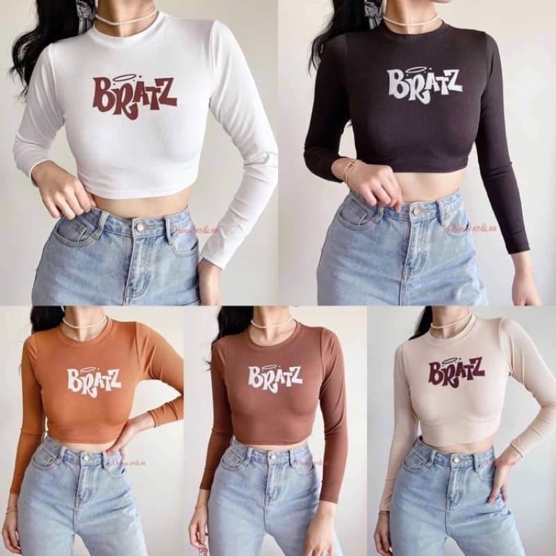 Bratz statement crop top longsleeve fitted longsleeve for women ...