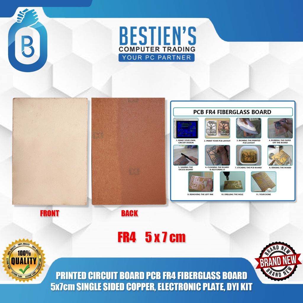 PRINTED CIRCUIT BOARD PCB FR4 FIBERGLASS BOARD, 5x7cm SINGLE SIDED ...