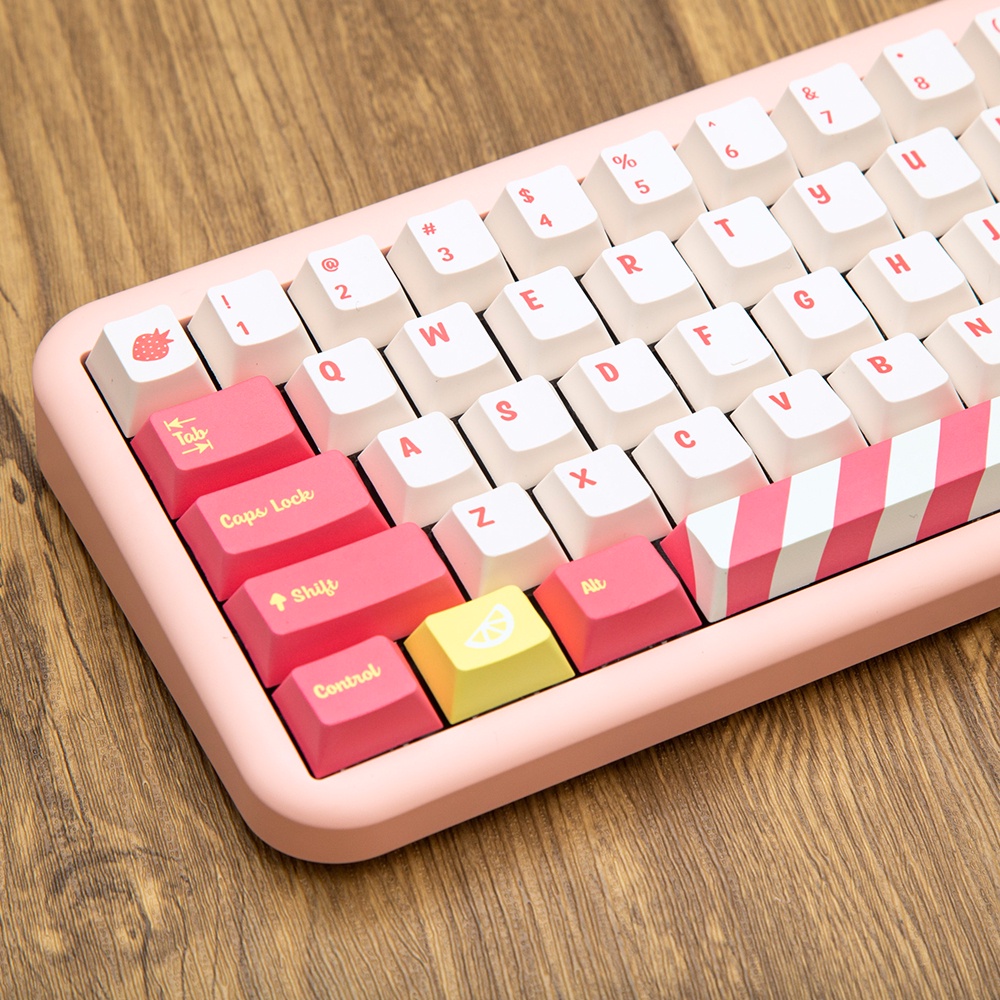 Strawberry Lemon Keycaps PBT 140 Keys Cherry Profile Compatible Gateron ...