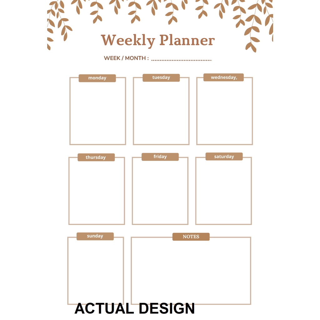 Laminated Weekly Planner A4 Size Chart Organizer Stuff 125MIC | Shopee ...