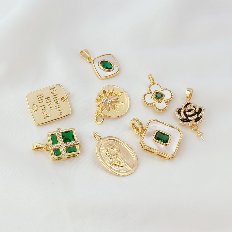 14K Gold-Packed Color Retention Inlaid Emerald Zircon Sticker Shell ...