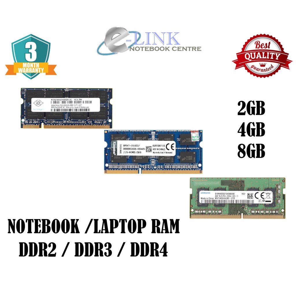 ( Memory Laptop Notebook RAM Mixed Brand Refurbished ) Laptop Notebook RAM DDR2 / DDR3 / DDR4 ...