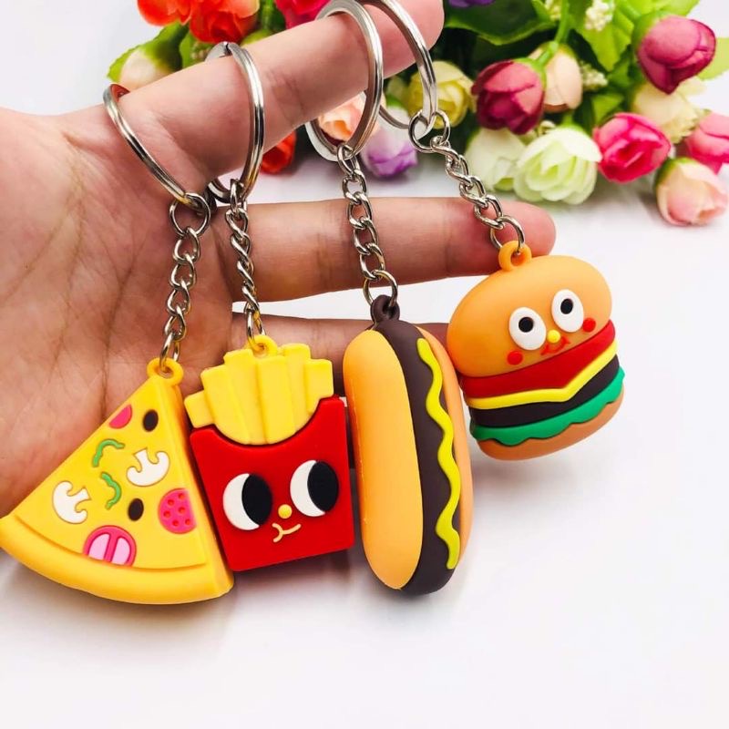 NEW Creative simulation food 3D rubber key chain pendant Hamburger ...