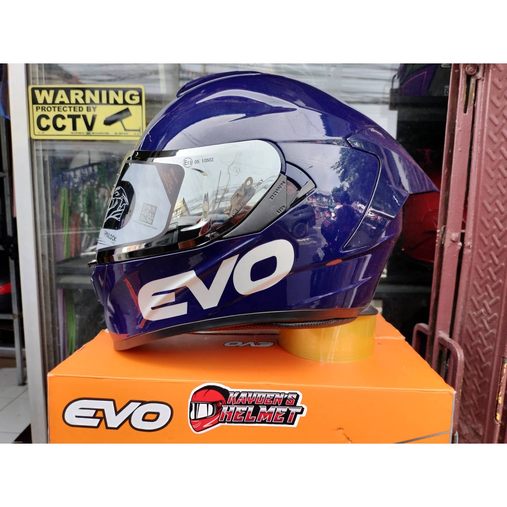 Evo GT Pro Mono Glossy blue (Fullface / Dual visor)-WITH FREEBIES ...