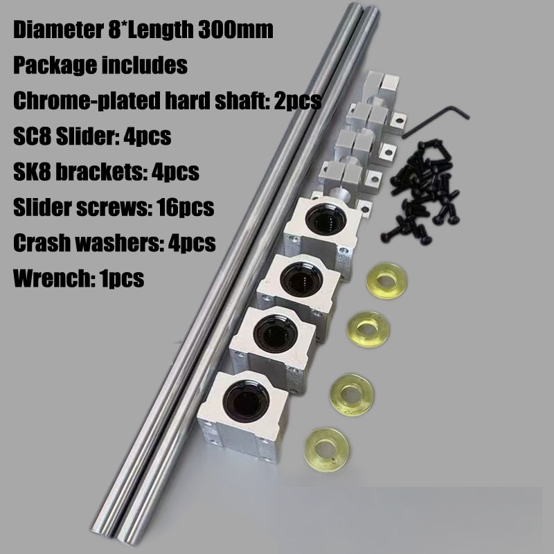 ☄Horizontal 8mm Dia Linear Motion Ball Bearing Slide Bushing 200mm ...