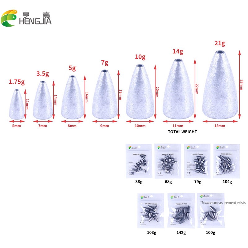 HENGJIA Lead Fishing Sinkers Weights Worm Sinker Weight Bullet With 2g ...