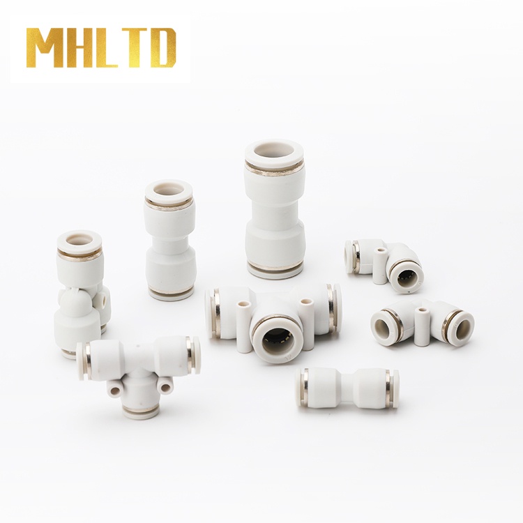 white Pneumatic Fitting Pipe Connector Tube Air Quick Fittings Water ...