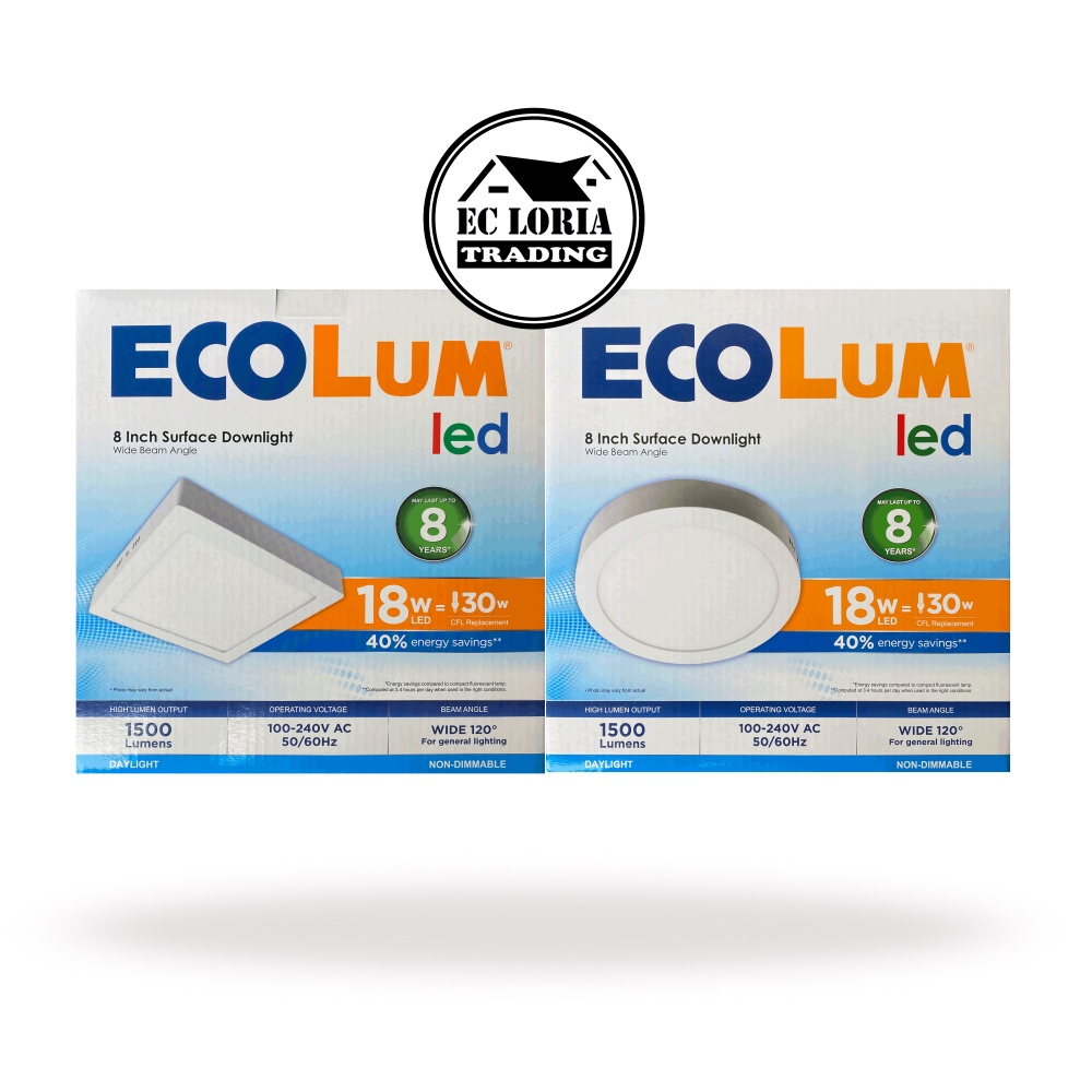 Ecolum Surface Mounted LED Downlight 18W (Round and Square) | Shopee ...