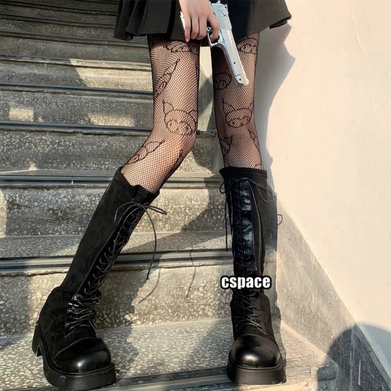 Alienated Shop P3 Kuromi Skull Head Half Stocking Gothic Grunge Witch ...