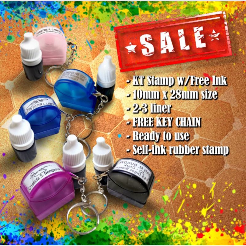 FREE INK & CHAIN Digi stamp self ink / personalized rubber stamp ...