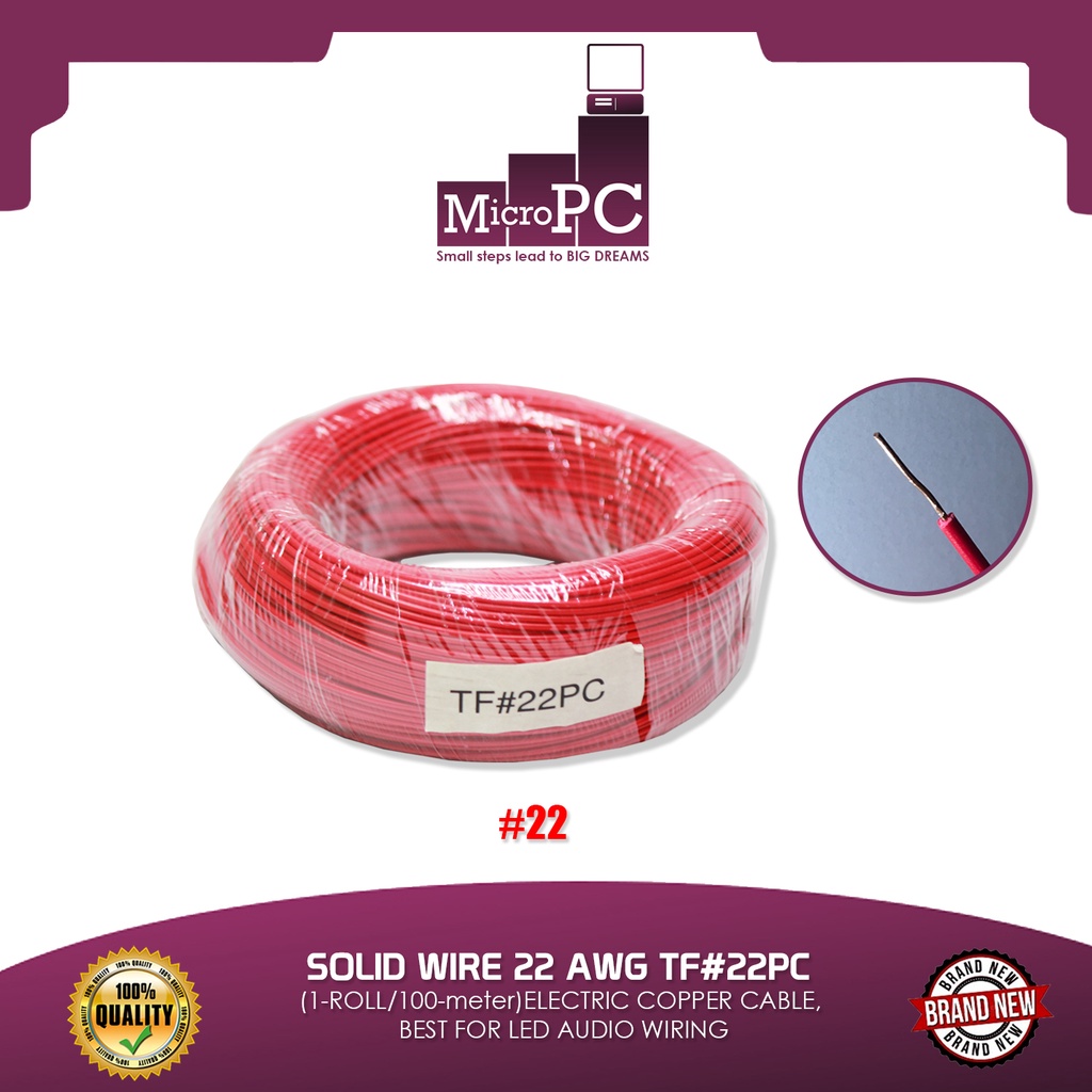 SOLID WIRE 22 AWG TF#22PC (1-ROLL/100-meter), ELECTRIC COPPER CABLE ...
