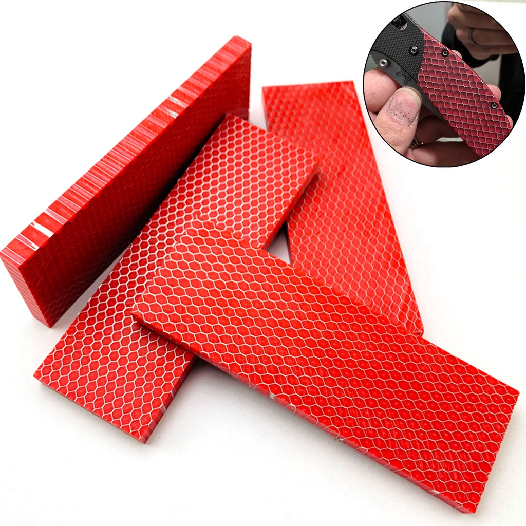 1Piece Red Honeycomb Knife Handle Scales C-Tek Resin Shank Patch DIY ...