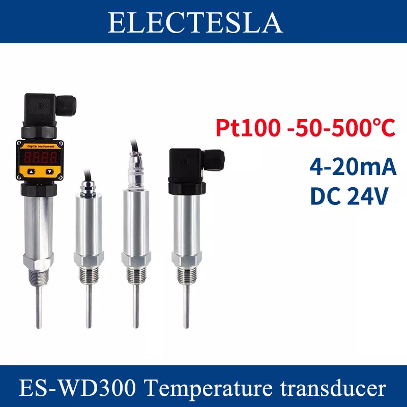 ES-WD300 Plug-in LED PT100 -50-500C Temperature Transmitter Thermal ...