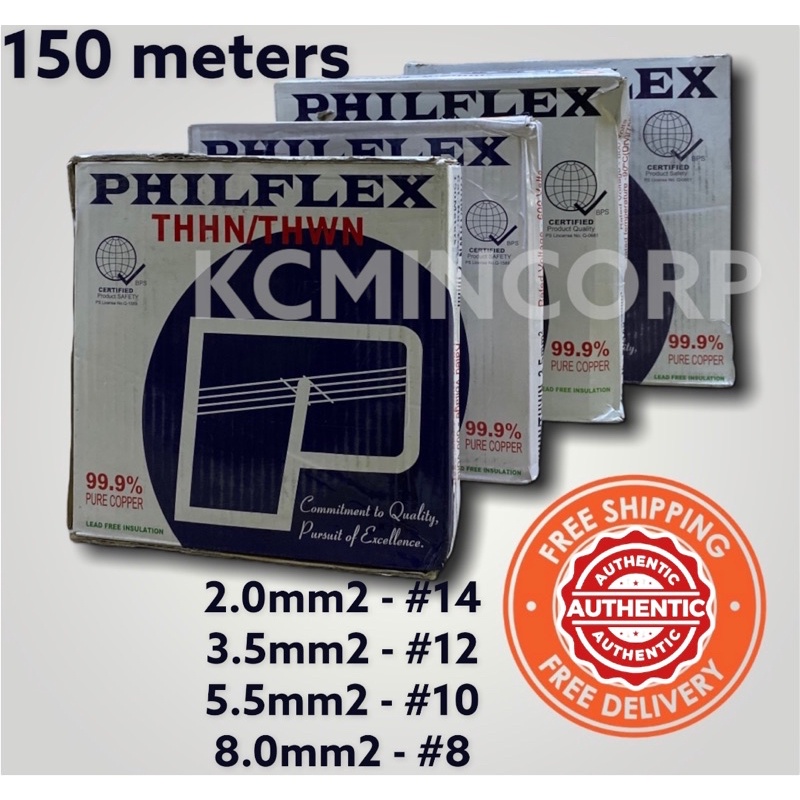 Philflex 2.0mm2-8.0mm2 THHN/THWN-2 Stranded Electrical Wire(150 meters ...