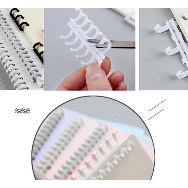 5Pcs 6 Holes Loose Leaf Plastic Binding Ring DIY Binder Rings Hoop For ...