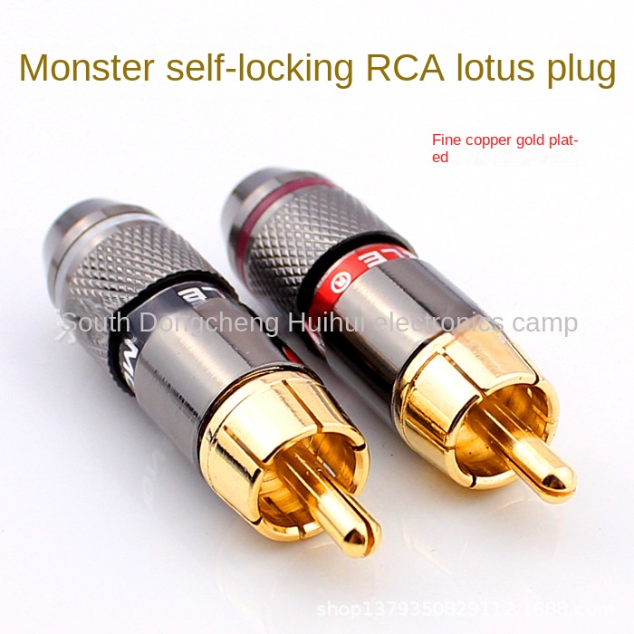 Gold-Plated Pure Copper RCA Lotus Plug Audio Signal Wire Terminal Self ...