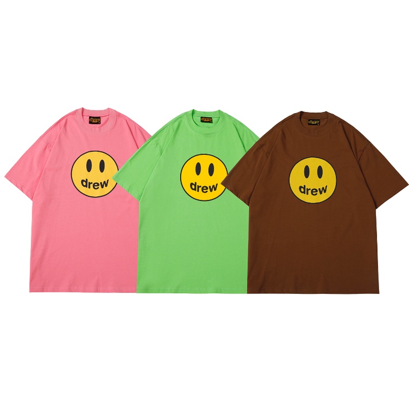 Oversized shirt drew Golden Classic smiley face printed casual short ...