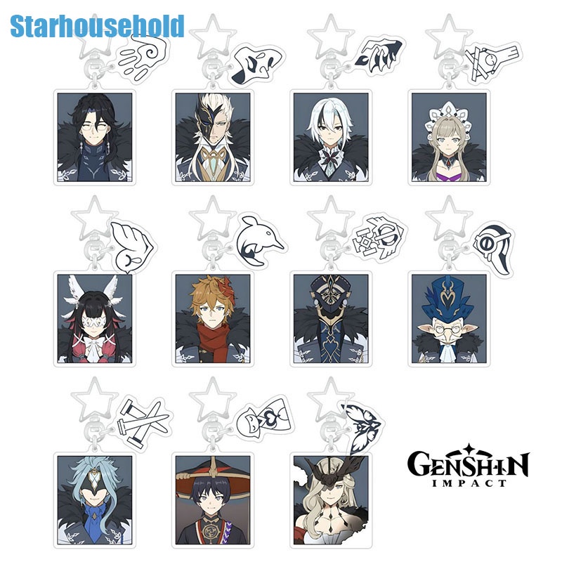 Genshin impact keychain Fatui Jester Damselette Captain acrylic epoxy ...