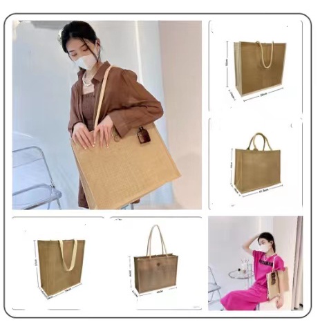Reusable Jute bag Tote Bag Hand Bag Plain Abaca Burlap Sling Shoulder ...