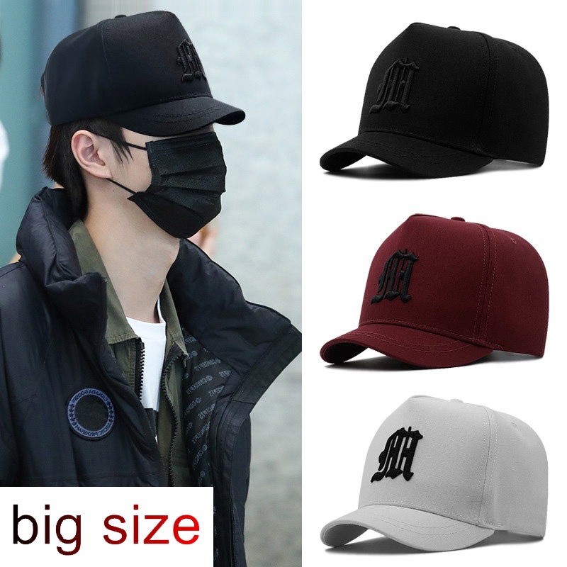 big baseball cap fashion short brim korean men Equestrian cap plus size ...