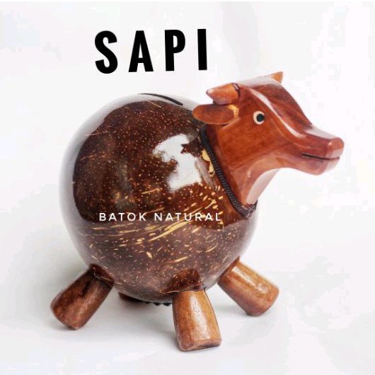 Children's Friendly Cow Animal Character Coconut Shell Piggy Bank ...