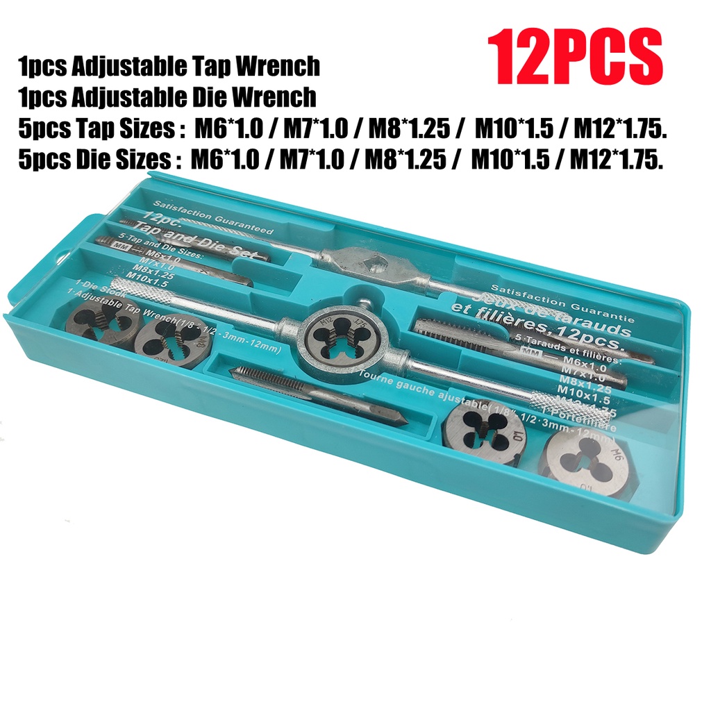 20PCS Adjustable Tap and Die Set Hand Tap Wrench threader Metric Threading Tool Set 6/7/8 ...