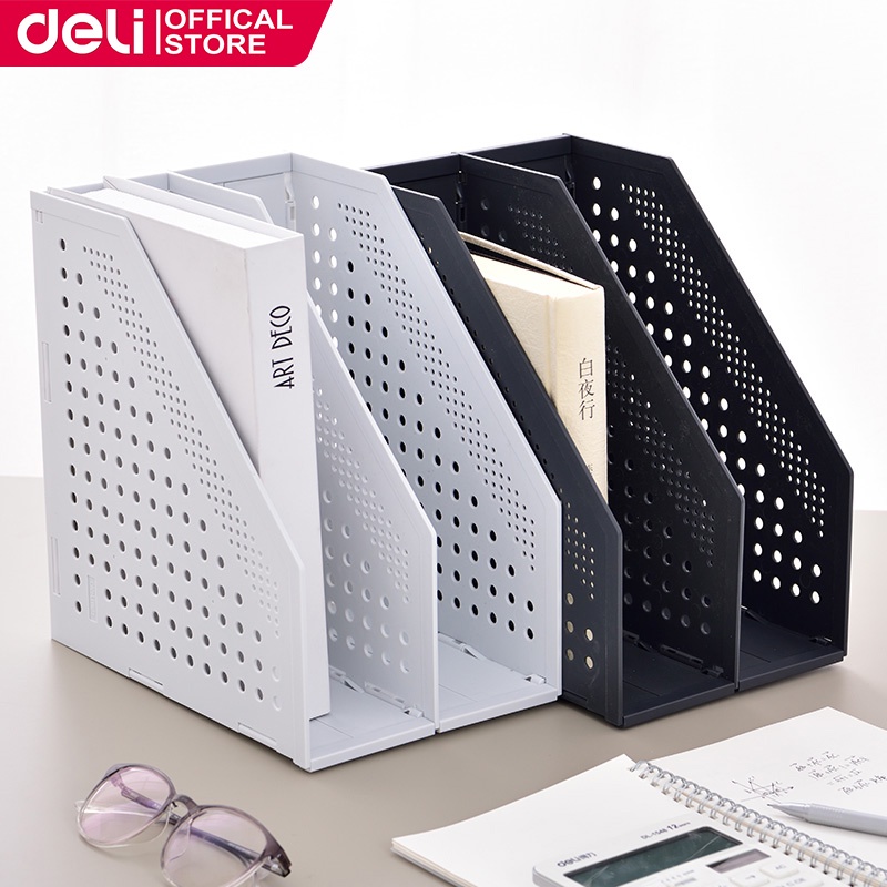 Deli Folding File Box Two-Fold Desktop Document Book Storage Office ...