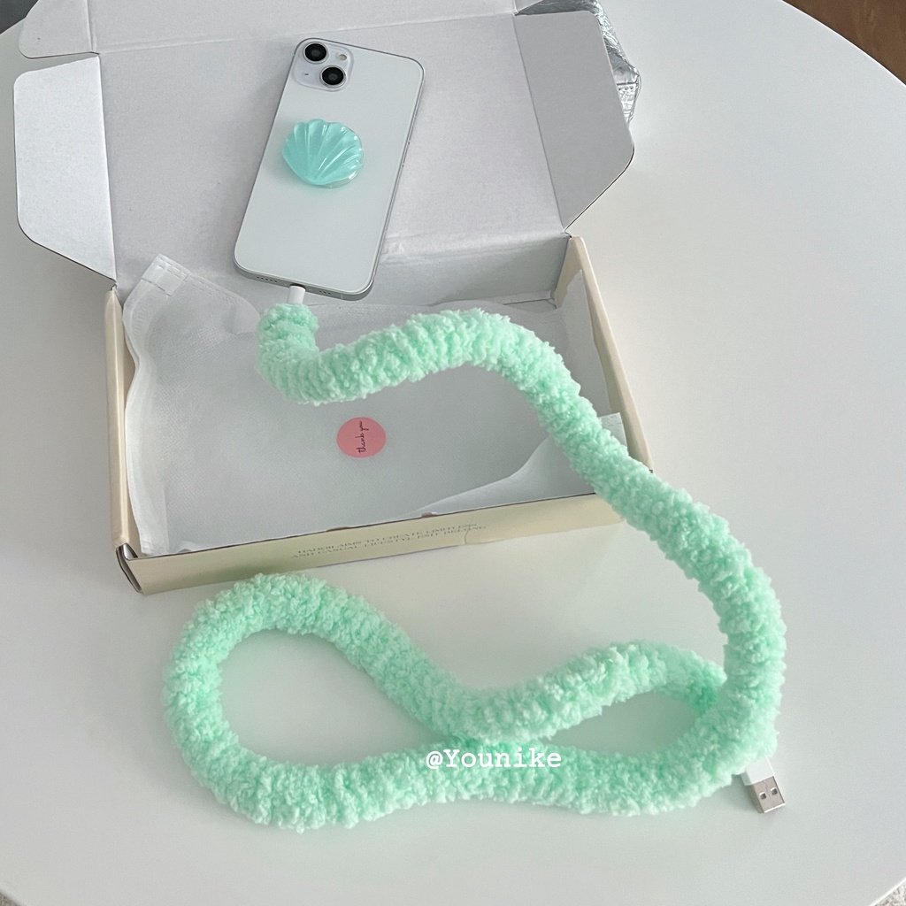 Korea ins Niche Design Fashionable Girl Heart Matcha Green Plush Mobile ...