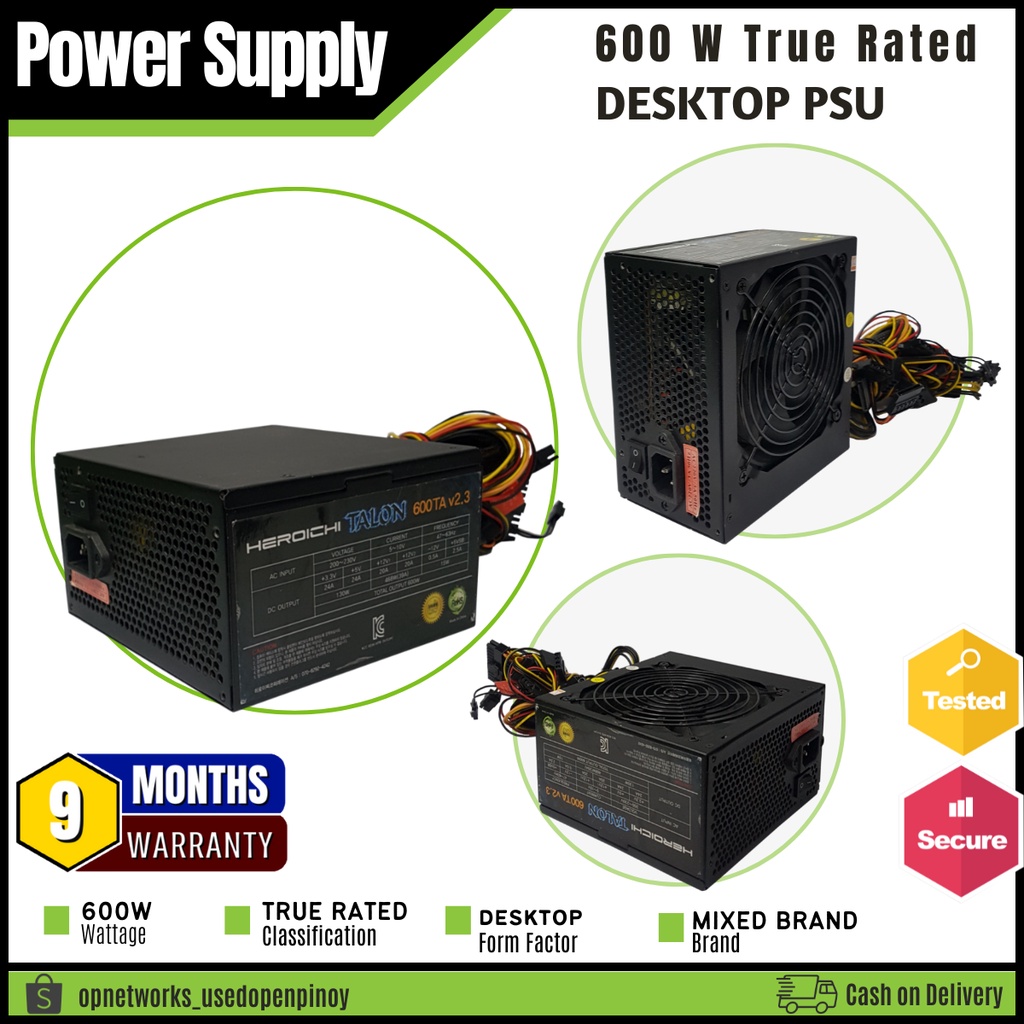 Power Supply - True Rated 600W PSU (Mixed Brand) | Shopee Philippines