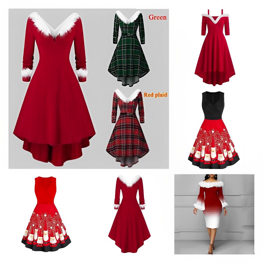 Women Mrs Santa Claus Christmas Dress Cosplay Party Costume Long Sleeve ...
