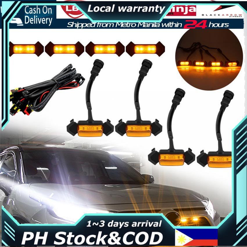 【COD】Car External Parts Grille Running Lamps Front Grille Lights Amber LED Decor Light | Shopee ...